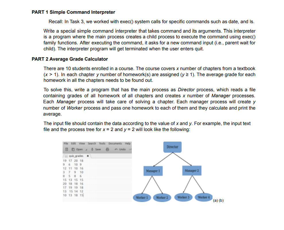 Solved PART 1 Simple Command Interpreter Recall: In Task 3, | Chegg.com