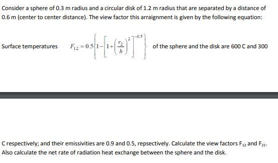 Solved Consider a sphere of 0.3 m radius and a circular disk | Chegg.com