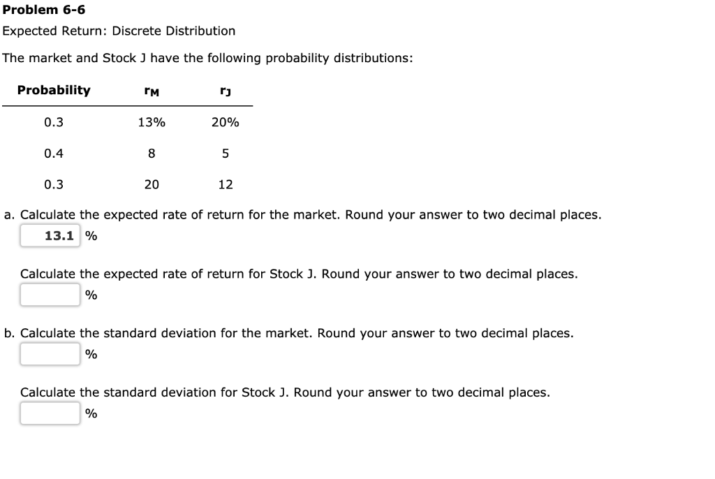 Solved Problem 6-6 Expected Return: Discrete Distribution | Chegg.com