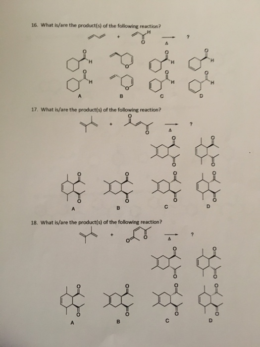 Solved 16 What Is Are The Product S Of The Following