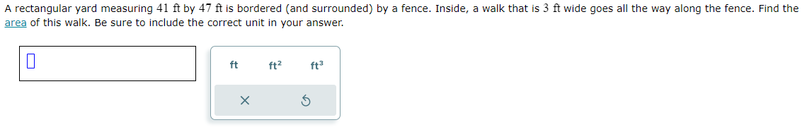 Solved A rectangular yard measuring 41ft ﻿by 47ft ﻿is | Chegg.com