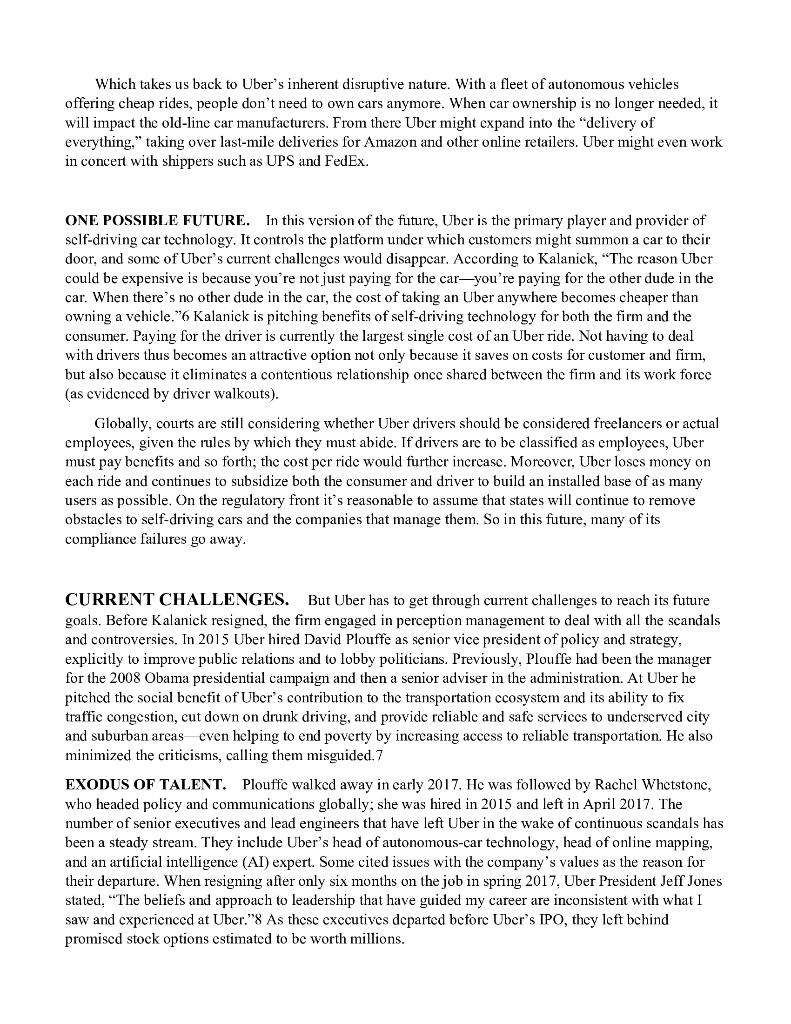 Solved Read this CASE Uber: Ethically Most Challenged Tech | Chegg.com