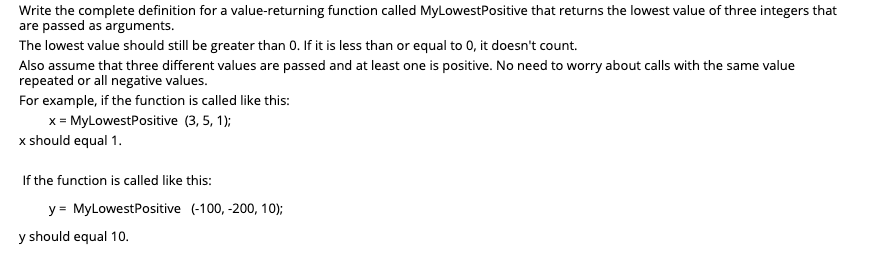 Solved Write the complete definition for a value-returning | Chegg.com