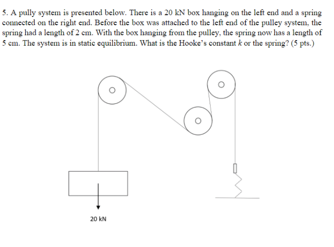 Solved 5. A pully system is presented below. There is a 20 | Chegg.com