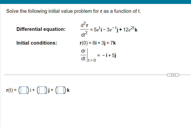 Solved Solve the following initial value problem for r as a | Chegg.com