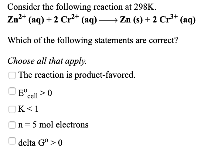Solved Consider the following reaction at 298 K. Fe2+(aq) + | Chegg.com