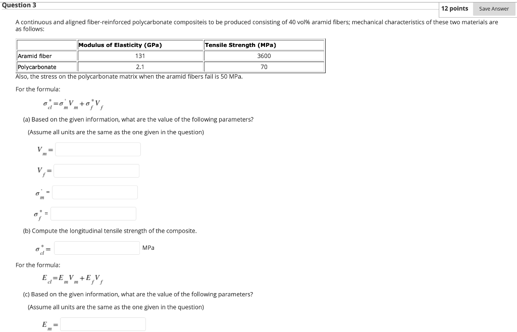 Solved Ef = (d) Compute the longitudinal modulus of | Chegg.com