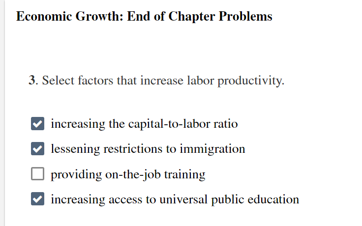 Solved Economic Growth: End of Chapter Problems 3. Select | Chegg.com