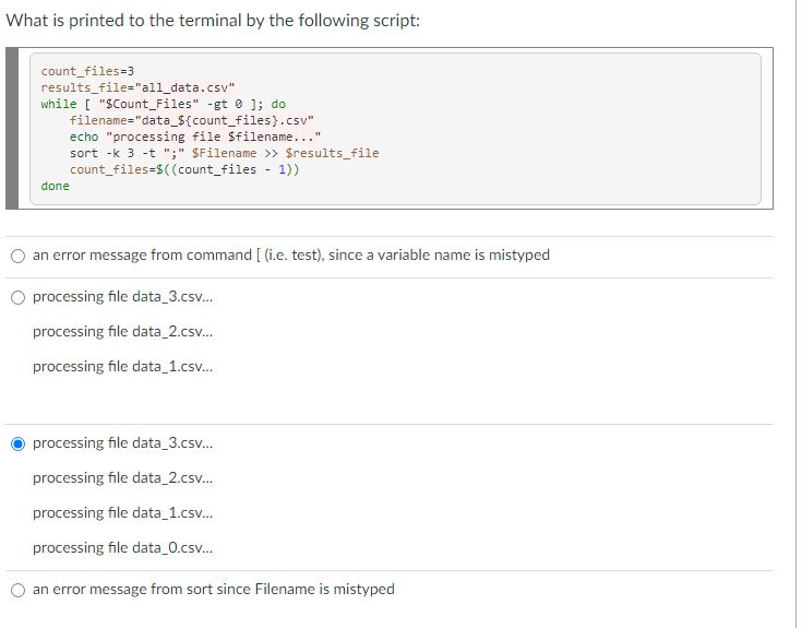 Solved What is printed to the terminal by the following | Chegg.com