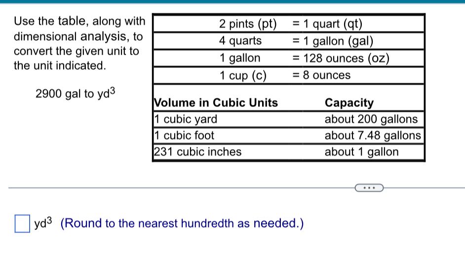 Solved Use the table, along with dimensional analysis, to | Chegg.com