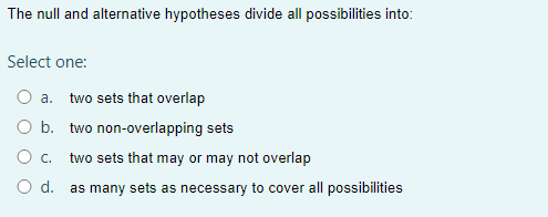 Solved The null and alternative hypotheses divide all | Chegg.com