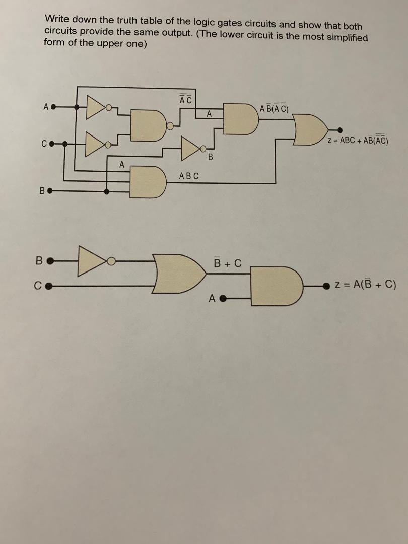 Solved Write down the truth table of the logic gates | Chegg.com