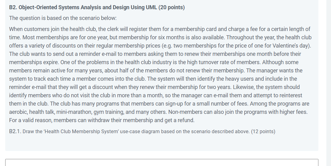 Solved B2. Object-Oriented Systems Analysis and Design Using | Chegg.com