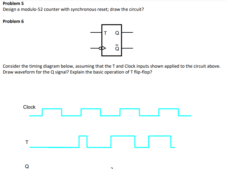 Solved Problem 5 Design a modulo-52 counter with synchronous | Chegg.com