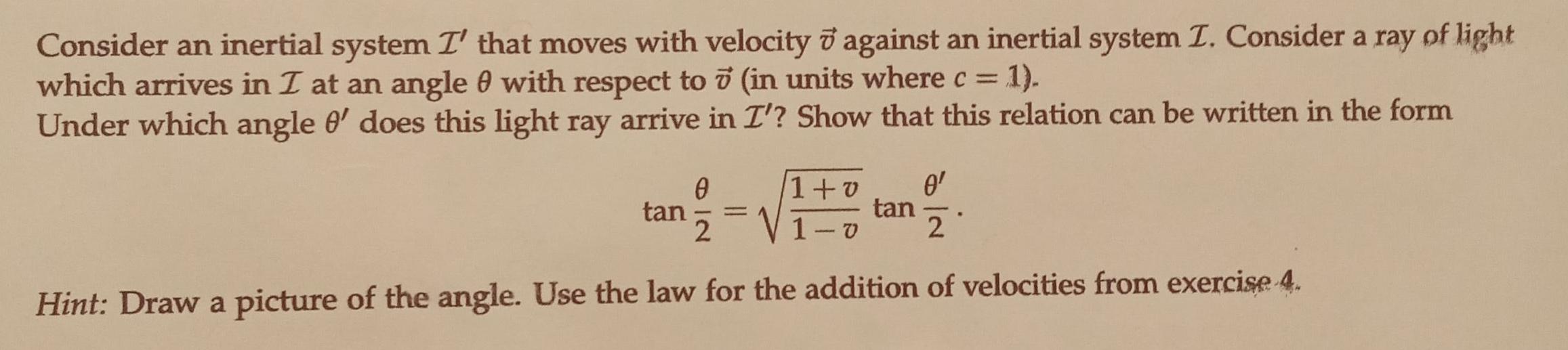 Solved Consider an inertial system I' that moves with | Chegg.com