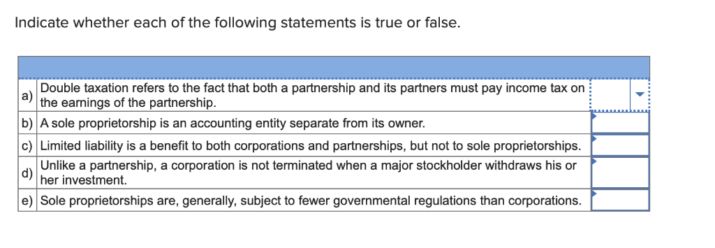 Solved Indicate whether each of the following statements is | Chegg.com