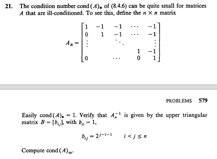 Solved The condition number cond (A). of (8.4.6) can be | Chegg.com