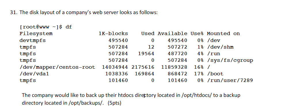 31. The disk layout of a company’s web server looks | Chegg.com