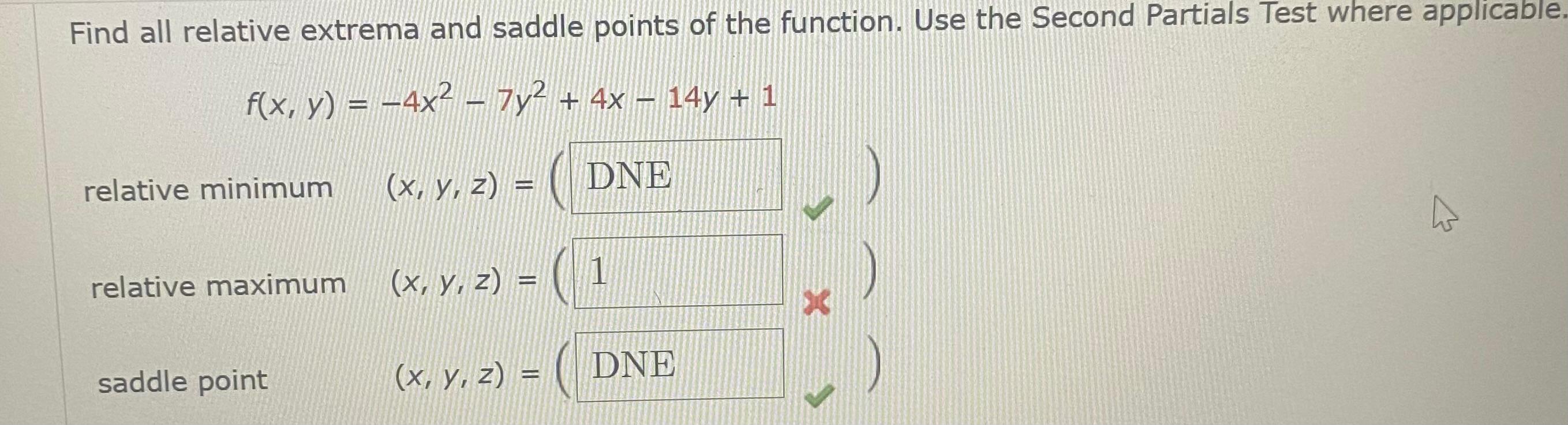 Solved Find all relative extrema and saddle points of the | Chegg.com