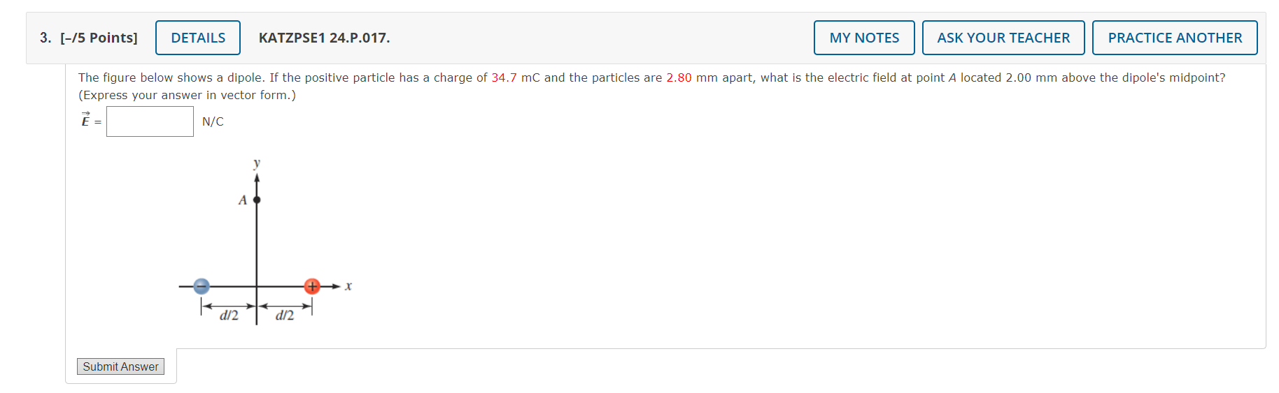 Solved (Express your answer in vector form.) E=N/C | Chegg.com