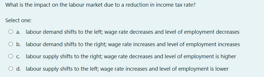 Solved What is the impact on the labour market due to a | Chegg.com