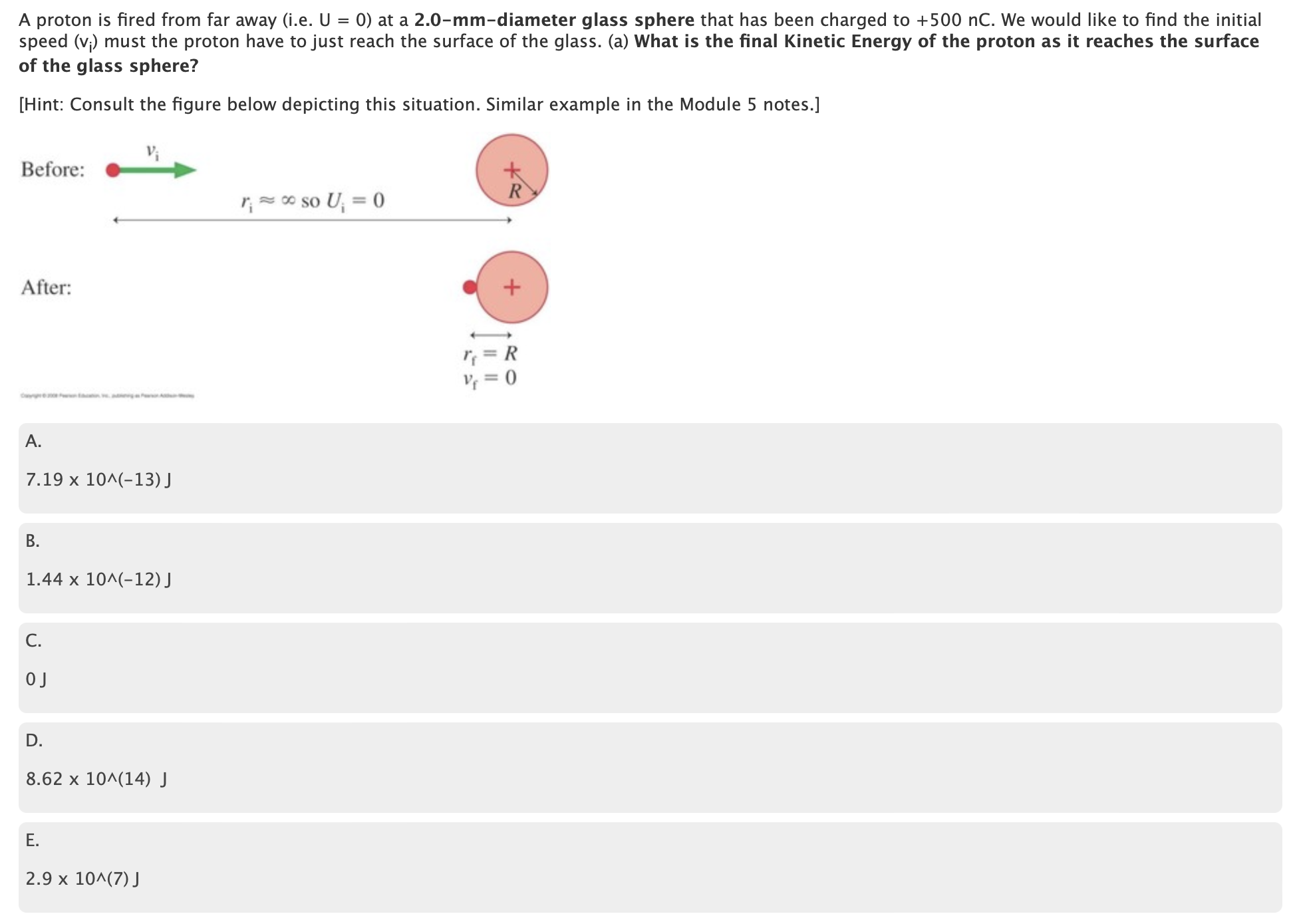 Solved A proton is fired from far away (i.e. U=0 ) at a | Chegg.com