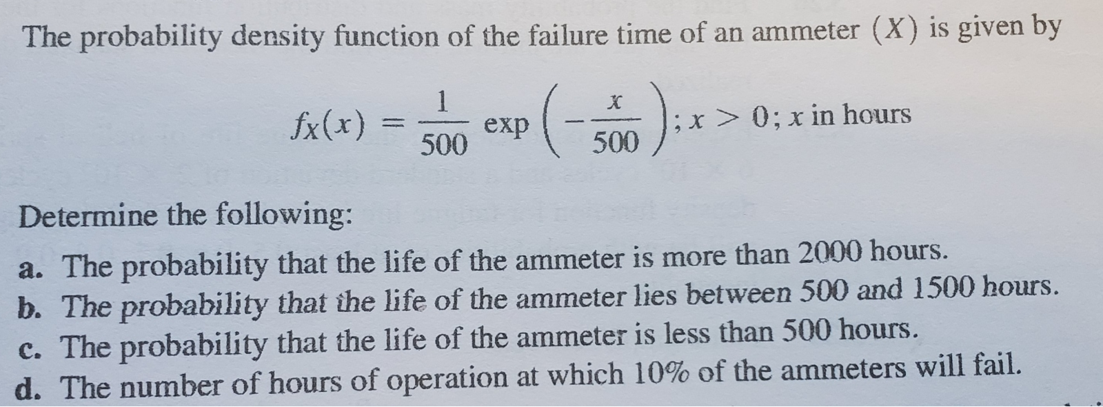 Solved The probability density function of the failure time | Chegg.com