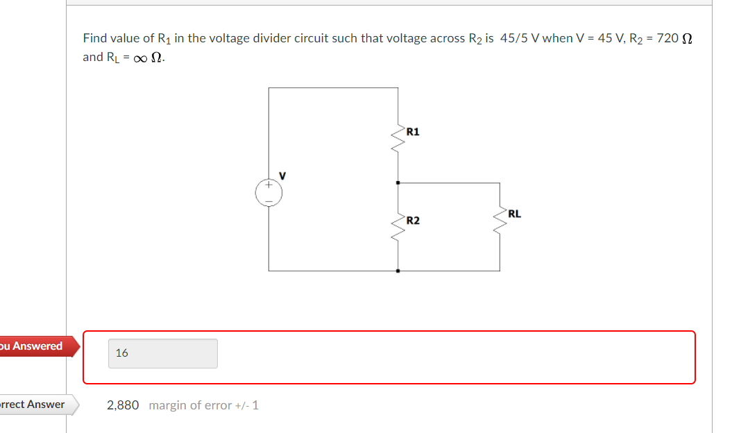 Solved Find value of R1 in the voltage divider circuit such | Chegg.com