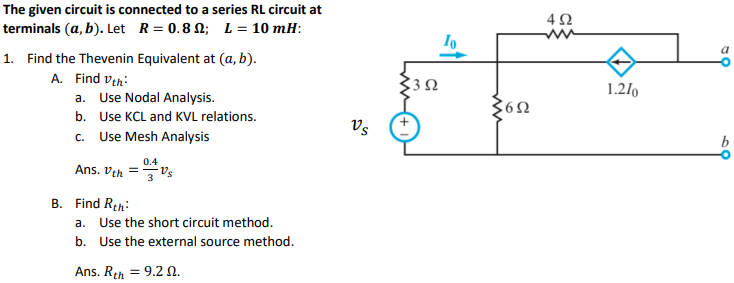Solved The given circuit is connected to a series RL circuit | Chegg.com