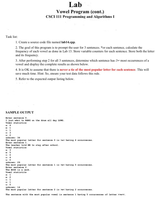 Solved Vowel Program Cont Csci 111 Programming And