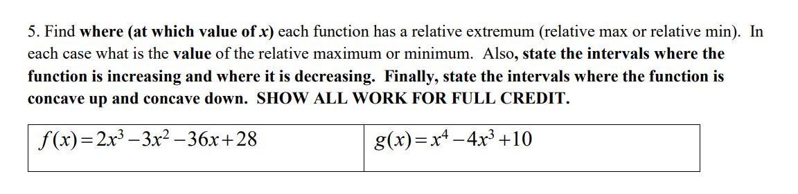Solved 5. Find where (at which value of x ) each function | Chegg.com
