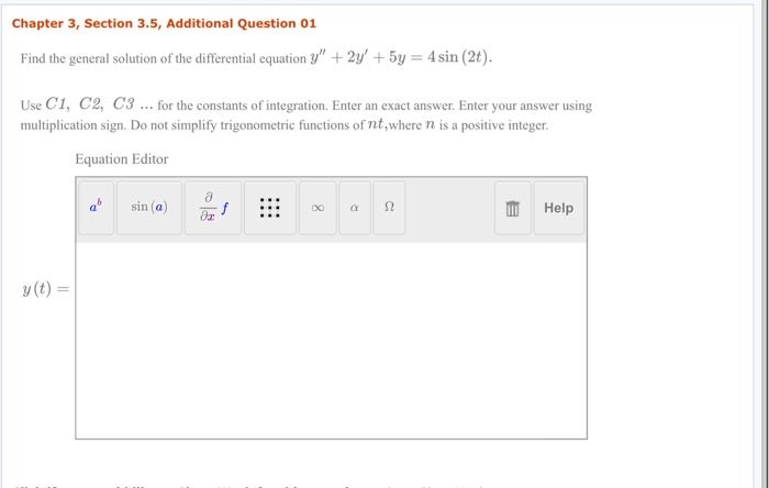 Solved Chapter 3, Section 3.5, Question 01 Find the general | Chegg.com