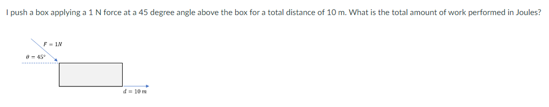 Solved I push a box applying a 1 N force at a 45 degree | Chegg.com