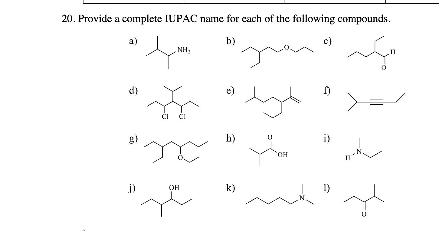 Solved Provide a complete IUPAC name for each of the | Chegg.com