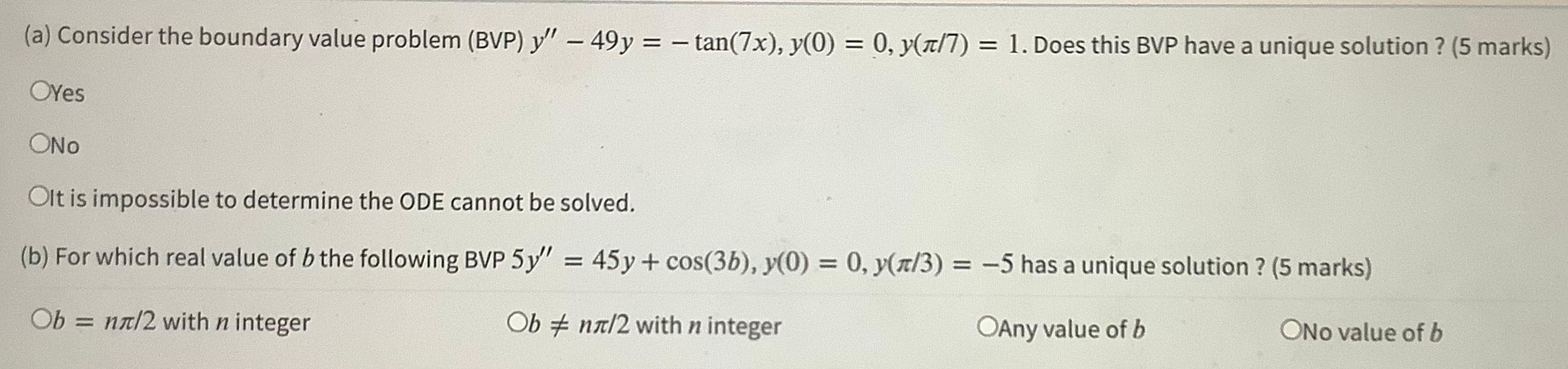 Solved (a) Consider the boundary value problem (BVP) | Chegg.com