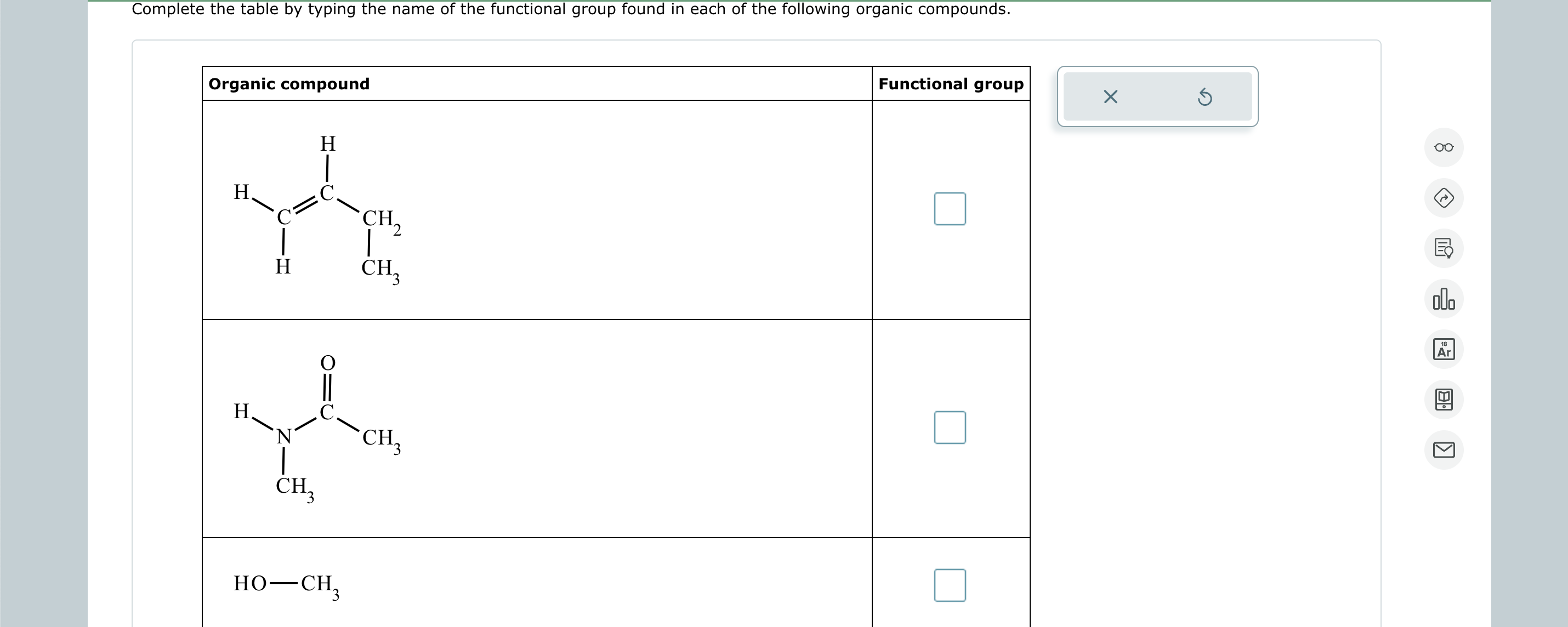 Solved Complete the table by typing the name of the | Chegg.com