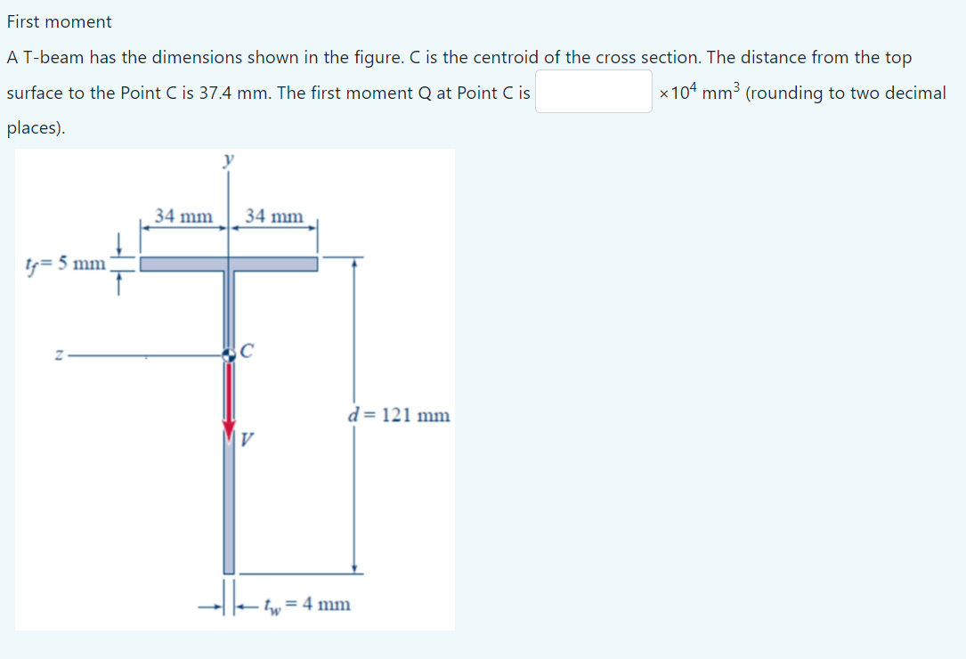 Solved First moment A T-beam has the dimensions shown in the | Chegg.com