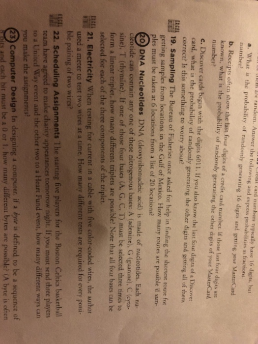 Solved ll are random. Answer the following and express | Chegg.com