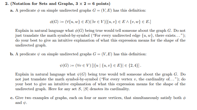 Solved (Notation for Sets and Graphs, 3×2=6 points) a. A | Chegg.com
