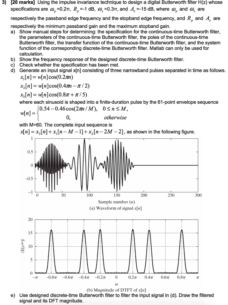 3) [20 marks] Using the impulse invariance technique | Chegg.com