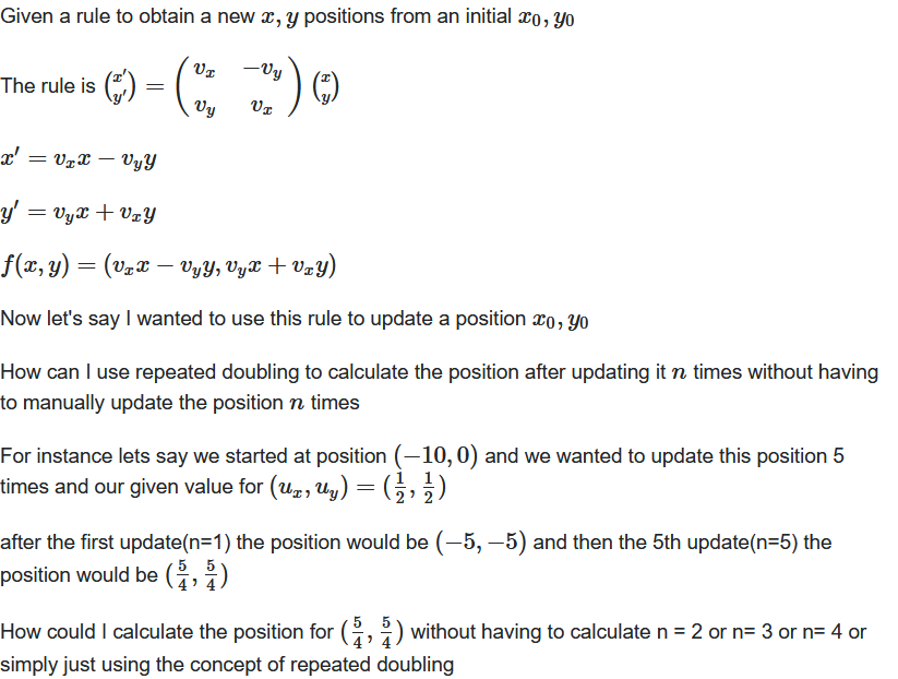 Solved Given a rule to obtain a new x, y positions from an | Chegg.com