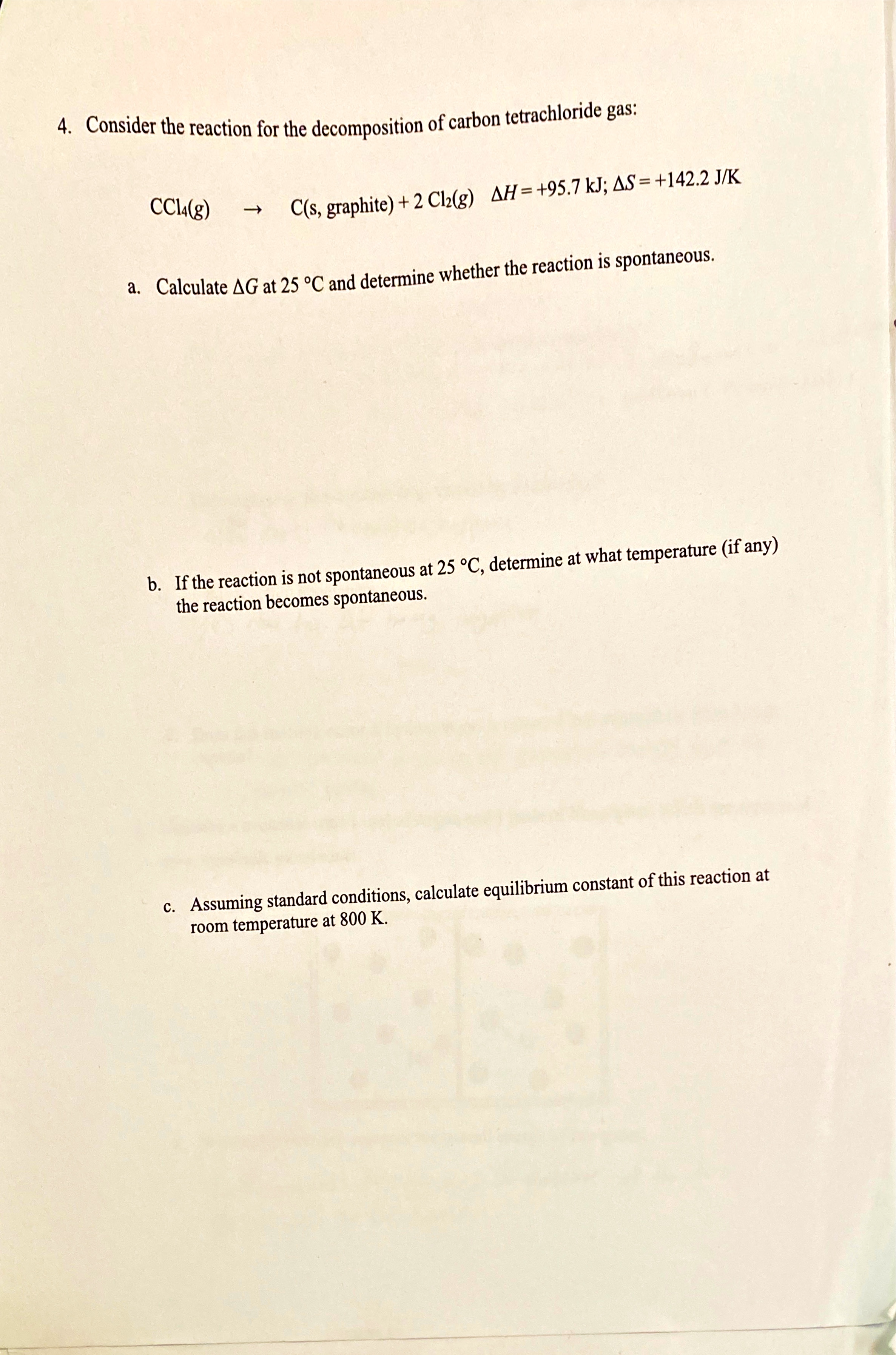 Solved 4. Consider the reaction for the decomposition of | Chegg.com