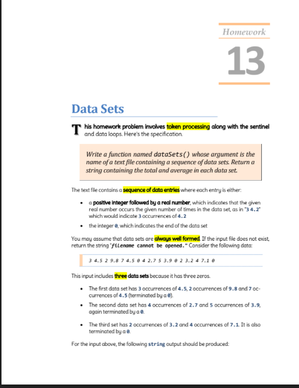 Solved Homework 13 Data Sets T his homework problem involves | Chegg.com