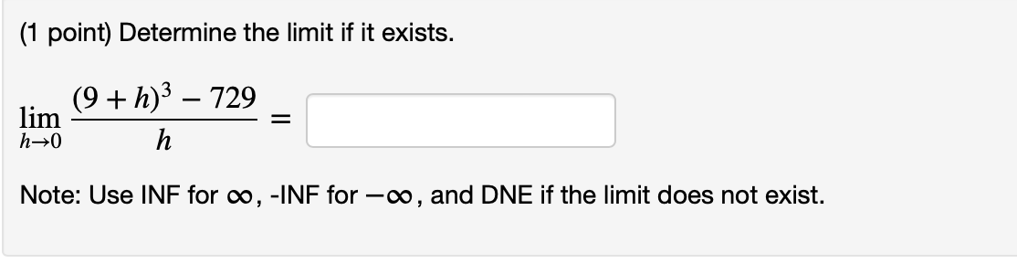 Solved (1 point) Determine the limit if it exists. | Chegg.com Solved (1 point) Determine the limit if it exists. | Chegg.com
