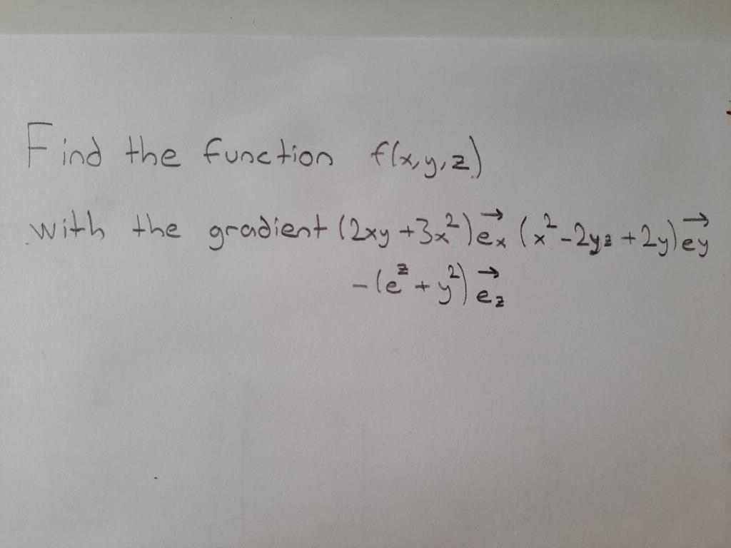 Solved Find the function f(x, y, z) with the gradient (2xy | Chegg.com