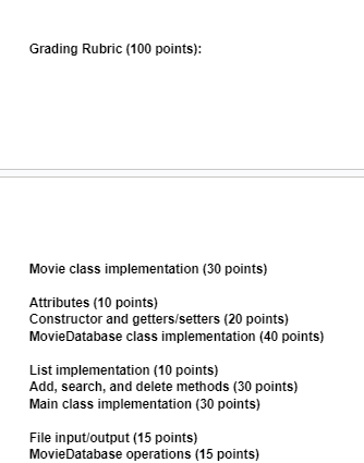 Solved Assignment Title: Java Movie Ratings Database | Chegg.com