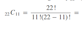 Solved 22C11=11!(22−11)!22!= | Chegg.com