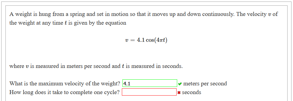 Solved a A weight is hung from a spring and set in motion so | Chegg.com