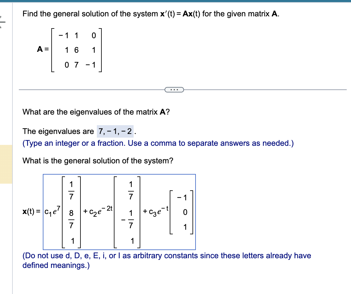 Solved Find the general solution of the system x′(t)=Ax(t) | Chegg.com