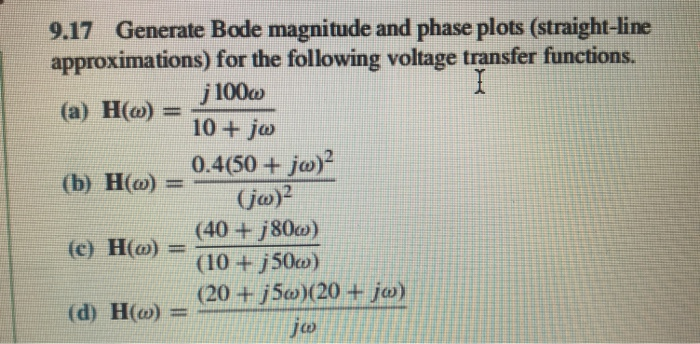 Solved 9.17 Generate Bode magnitude and phase plots | Chegg.com
